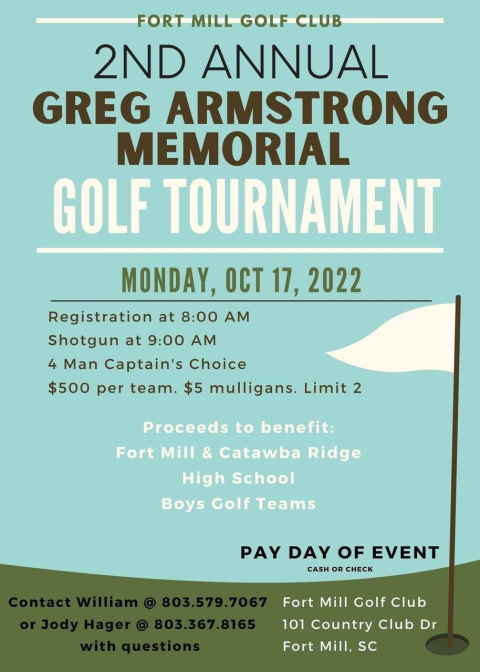 2nd Annual Greg Armstrong Memorial Golf Tournament | Fort Mill Golf Club